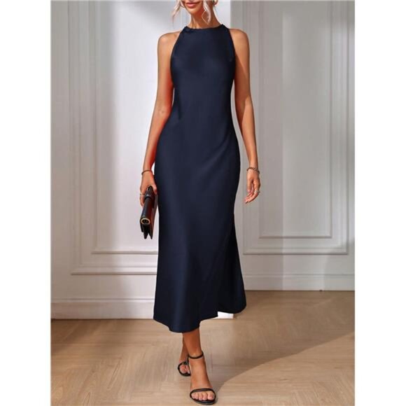 Dresses | Womens Classy Sleeveless Satin Long Dress | Poshmark